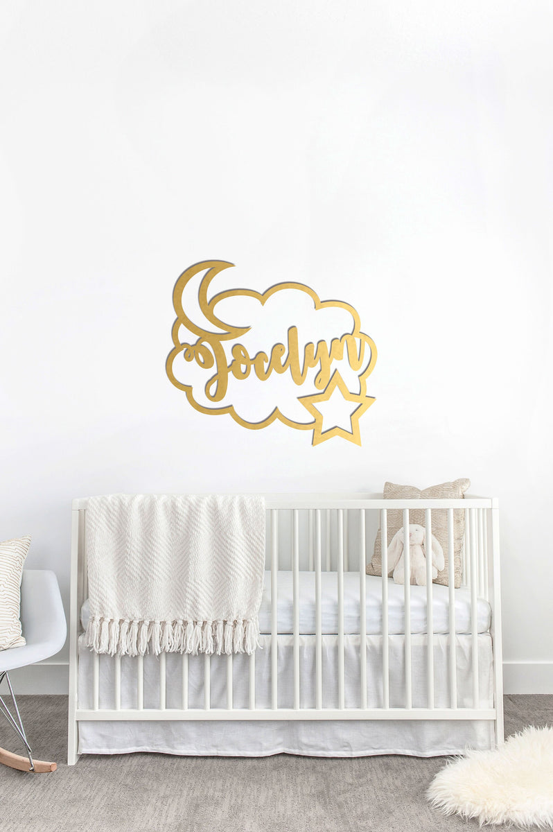 Cloud Baby Name Sign – Lavender Dots Design